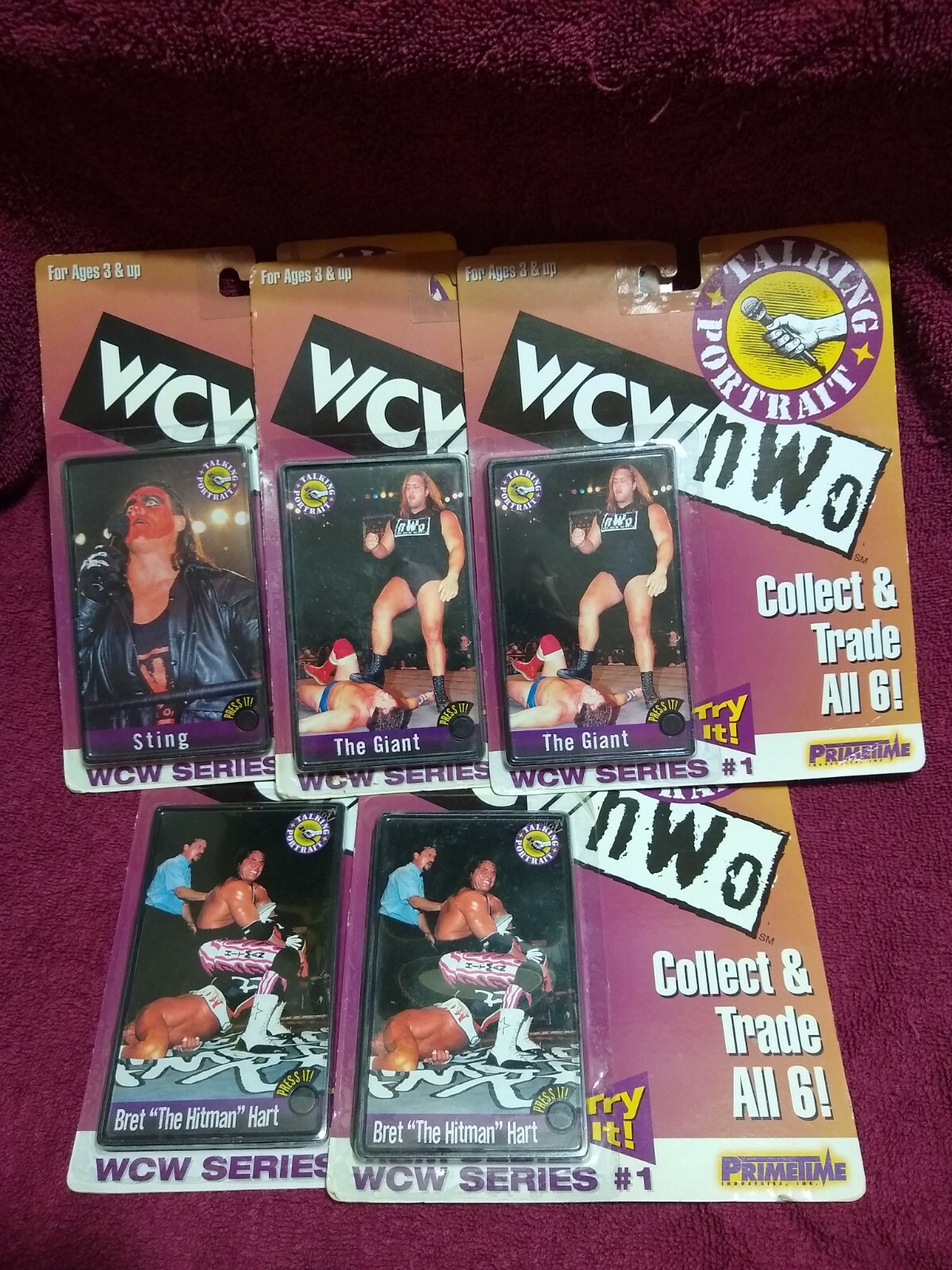 STING BRET HART WCW/NWO 1998 (Rare! Lot of 5 Talking Wrestling Trading ...