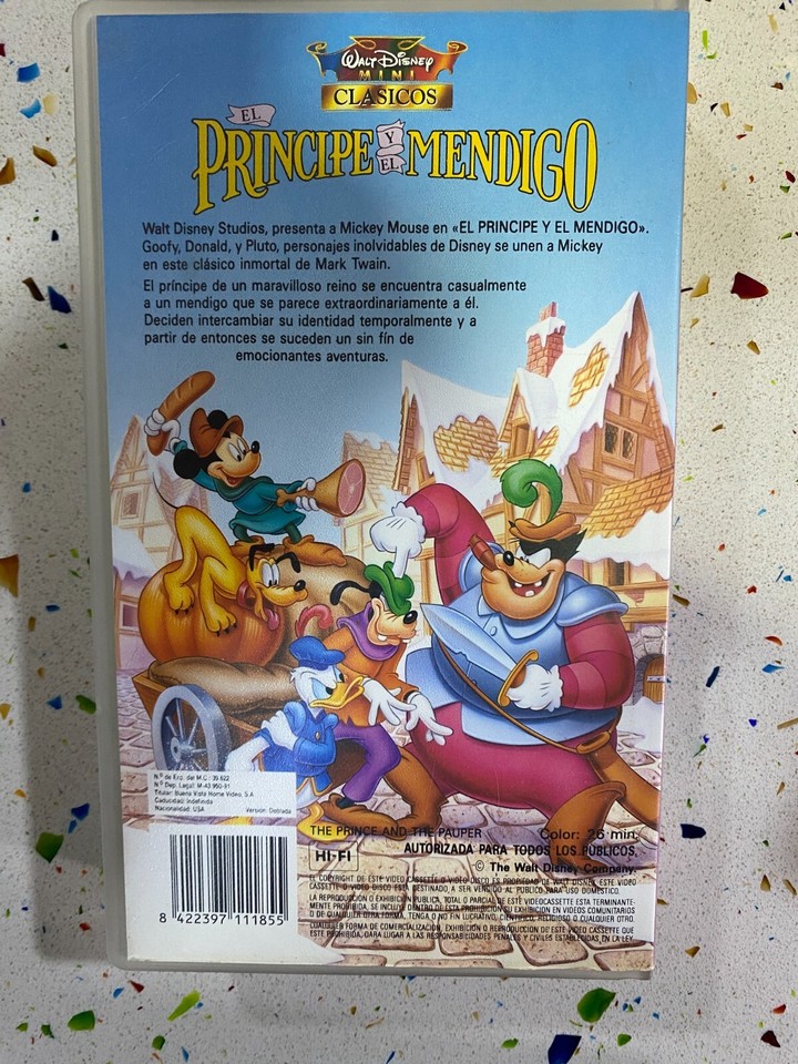 The Principe Y the Beggar Mickey Mouse Tape VHS Tape Walt Disney Mini ...