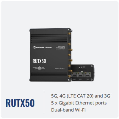 Teltonika RUTX50 Industrial 5G LTE CAT20 Gigabit Router (WiFi 5 ...