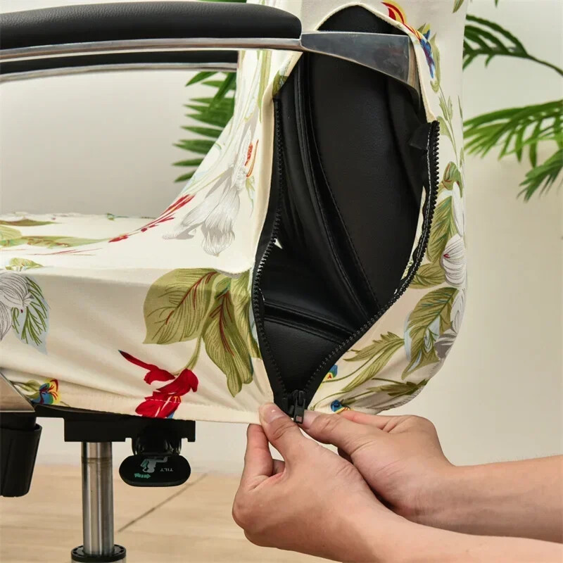 Floral Prints Elastic Chair Cover Geometry Computer Chairs Slipcovers ...