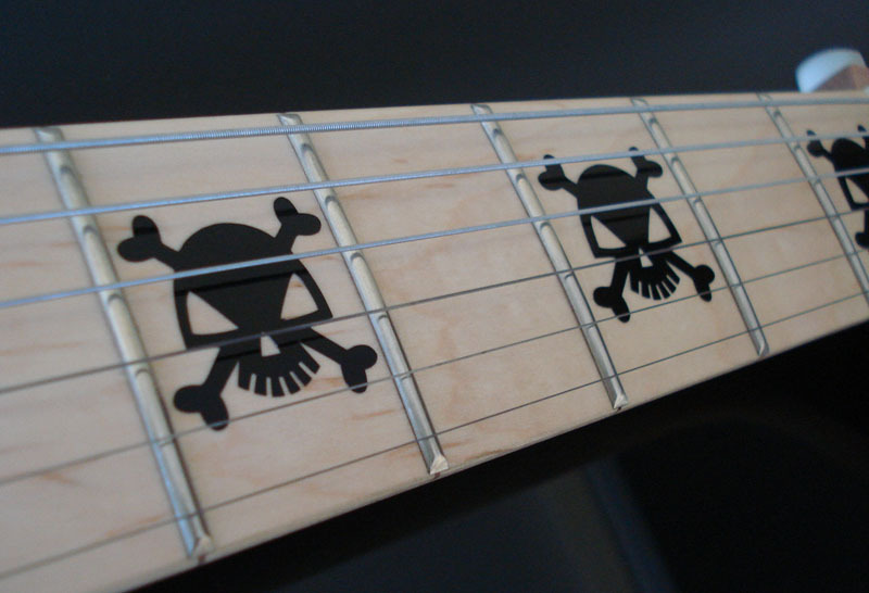 Skull BLACK Fretboard Marker Vinyl Inlay Sticker Decal for Maple Neck ...