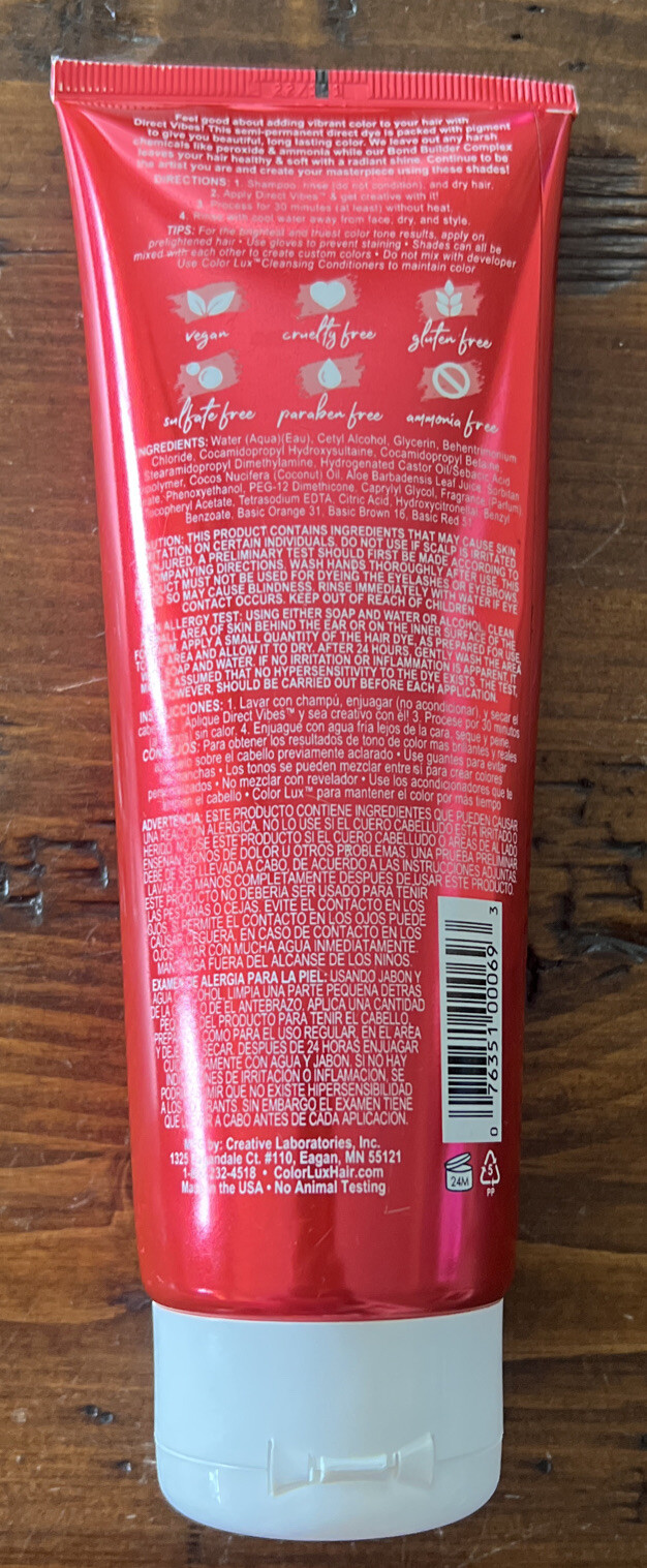 color lux direct vibes semi permanent hair color 8 fl oz Red for sale ...