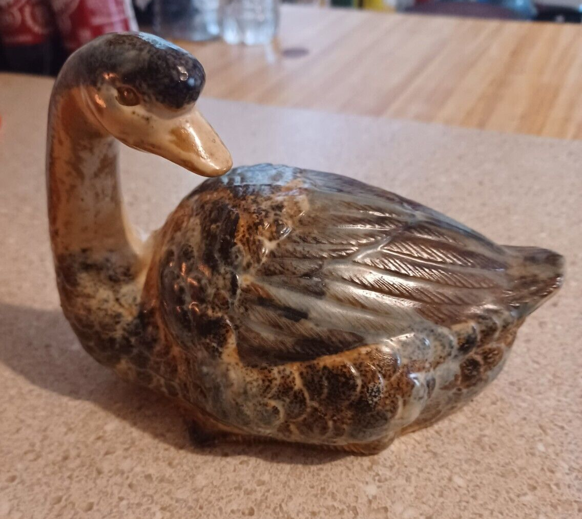 Vintage MCM Pottery Ceramic Goose Figurine - Goose Laying Down ...