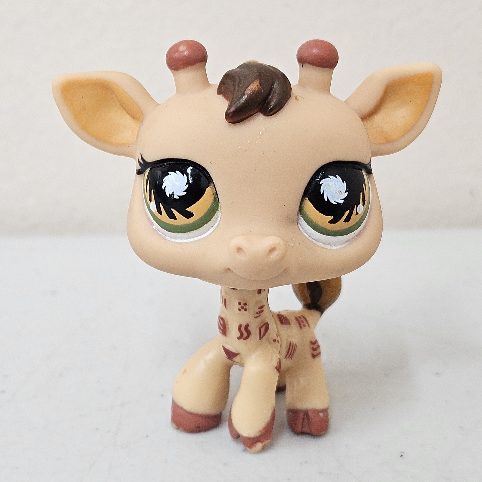 Littlest Pet Shop Tan Orange Brown Giraffe #902 Orange Green Swirl Eyes ...