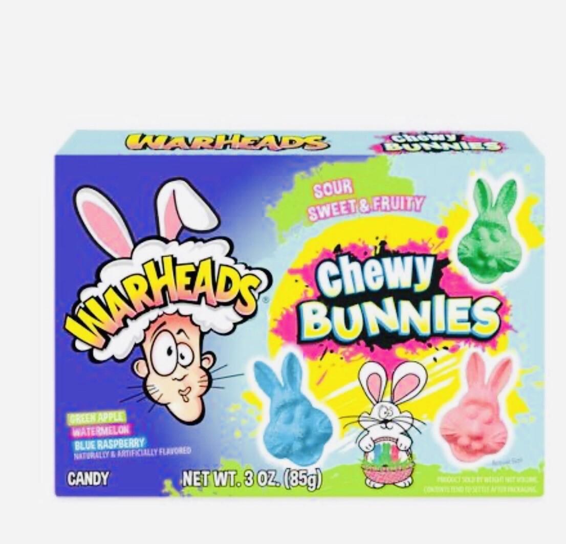 Easter Candy Warheads Sour/Sweet/Fruity Chewy Bunnies 1ea 3.5 oz Box ...