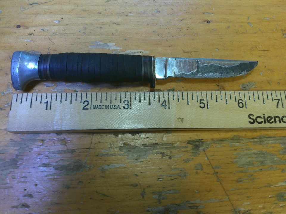 USA VTG 1930’s SMALL KA-BAR BIRD TROUT FIXED BLADE HUNTING KNIFE SHEATH ...