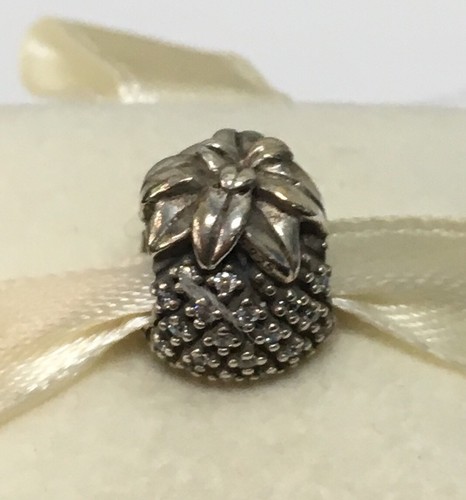 Authentic PANDORA S925 Sparkling Pineapple Charm 791293CZ W Suede Pouch ...