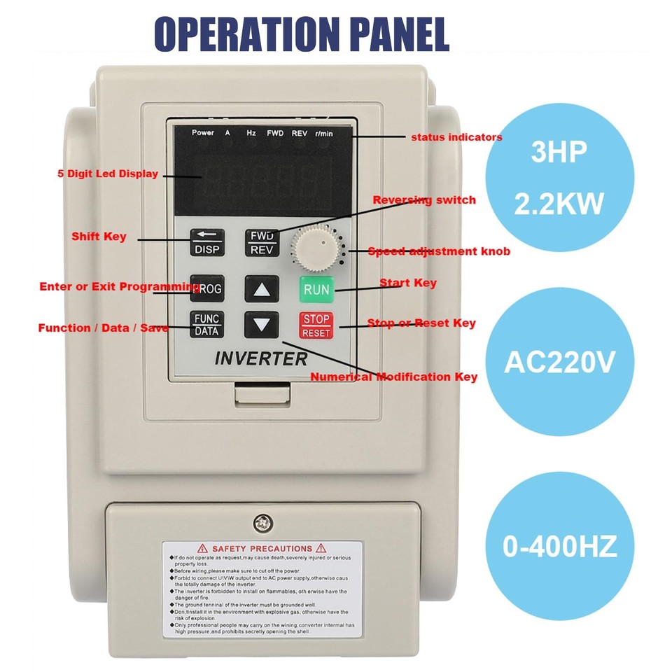 AC 220V Variable Frequency Drive Single Phase Input to 3 Phase Output ...