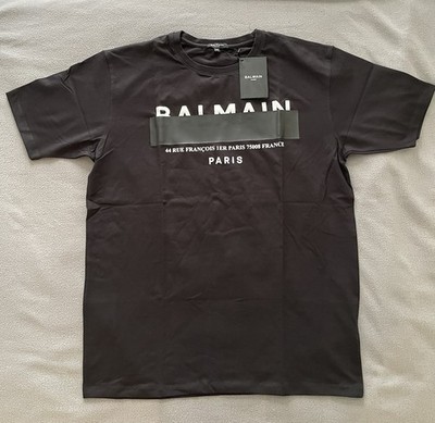 Balmain Black Graphic Logo T-Shirt Paris Address Print. | eBay