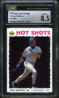 1993 Upper Deck Fun Packs Hot Shots #16 KEN GRIFFEY JR SGC 8.5 NM-MT+ ...