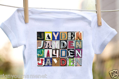 JAYDEN Baby Bodysuit in Sign Letter Photos - 100% Cotton & Short Sleeve ...