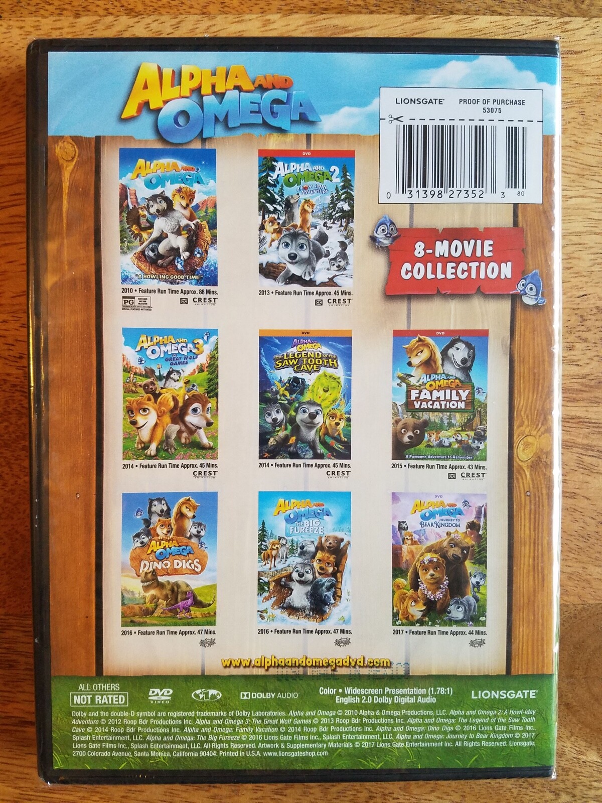 Alpha and Omega 8 Movie Collection DVD 1 2 3 4 5 6 7 8 Kids Family Dog ...