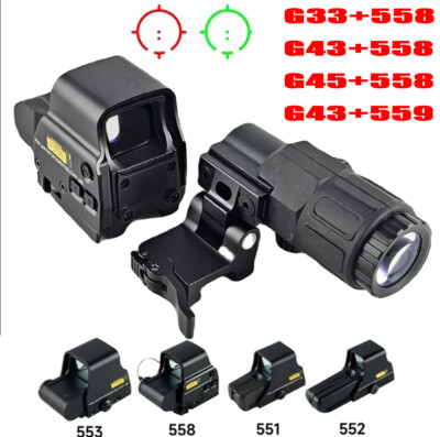G33/G43/G45 3/5X Sight Magnifing With 20mm QD Mount 558 Red Green Dot ...