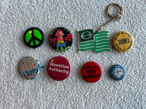 Lot Of 7 Hippie Counter Culture Pinback Buttons & 1 Keychain FREE ...