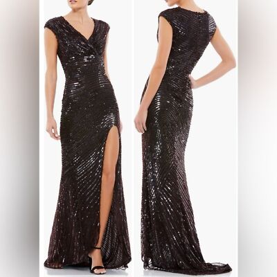 NWOT Mac Duggal Brown Sequin Embellished Cap Sleeve Trumpet Gown sz 4 ...