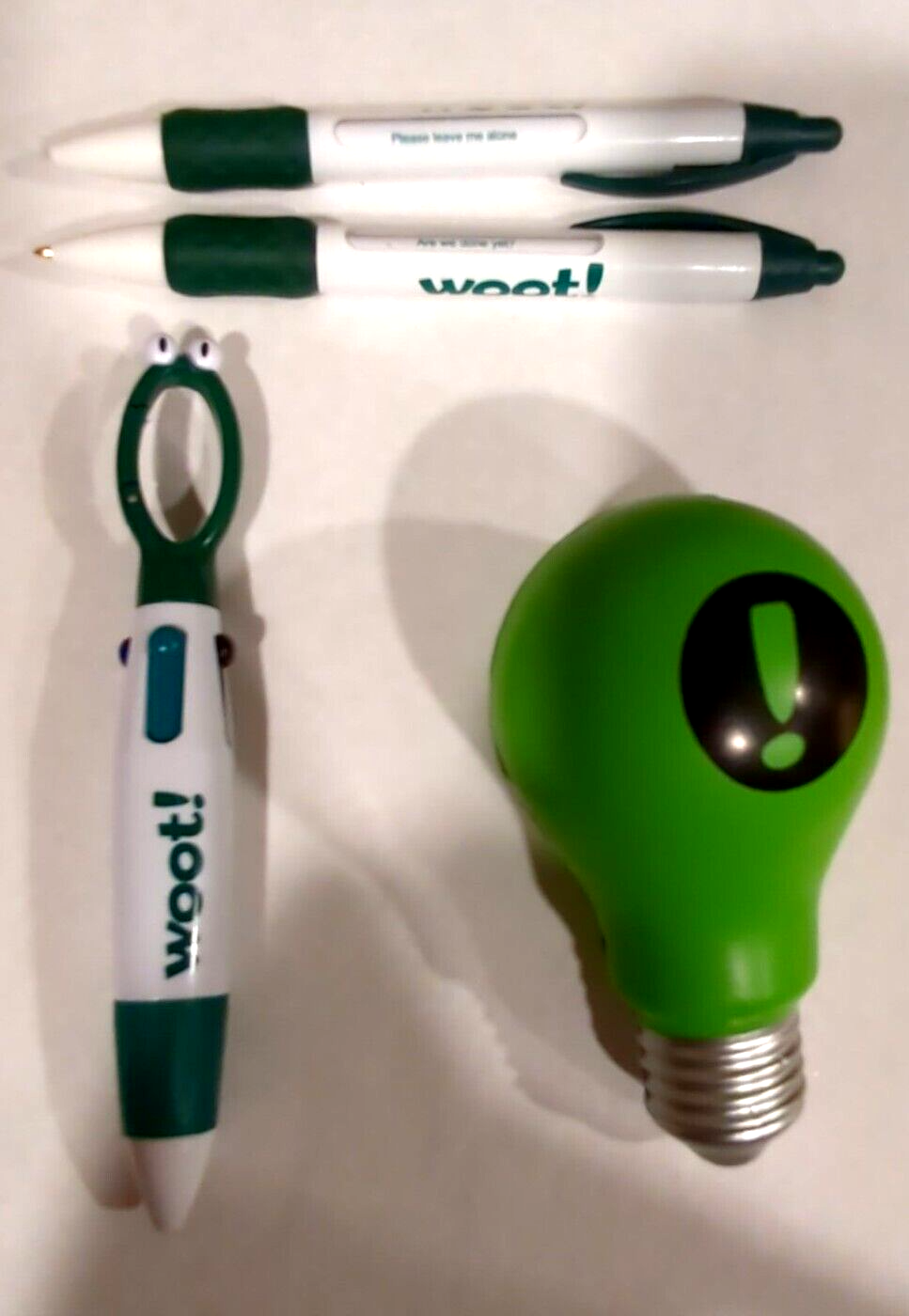 WOOT! Lovers Unite collection of 3 Cool Pens and a Lightbulb Stress ...