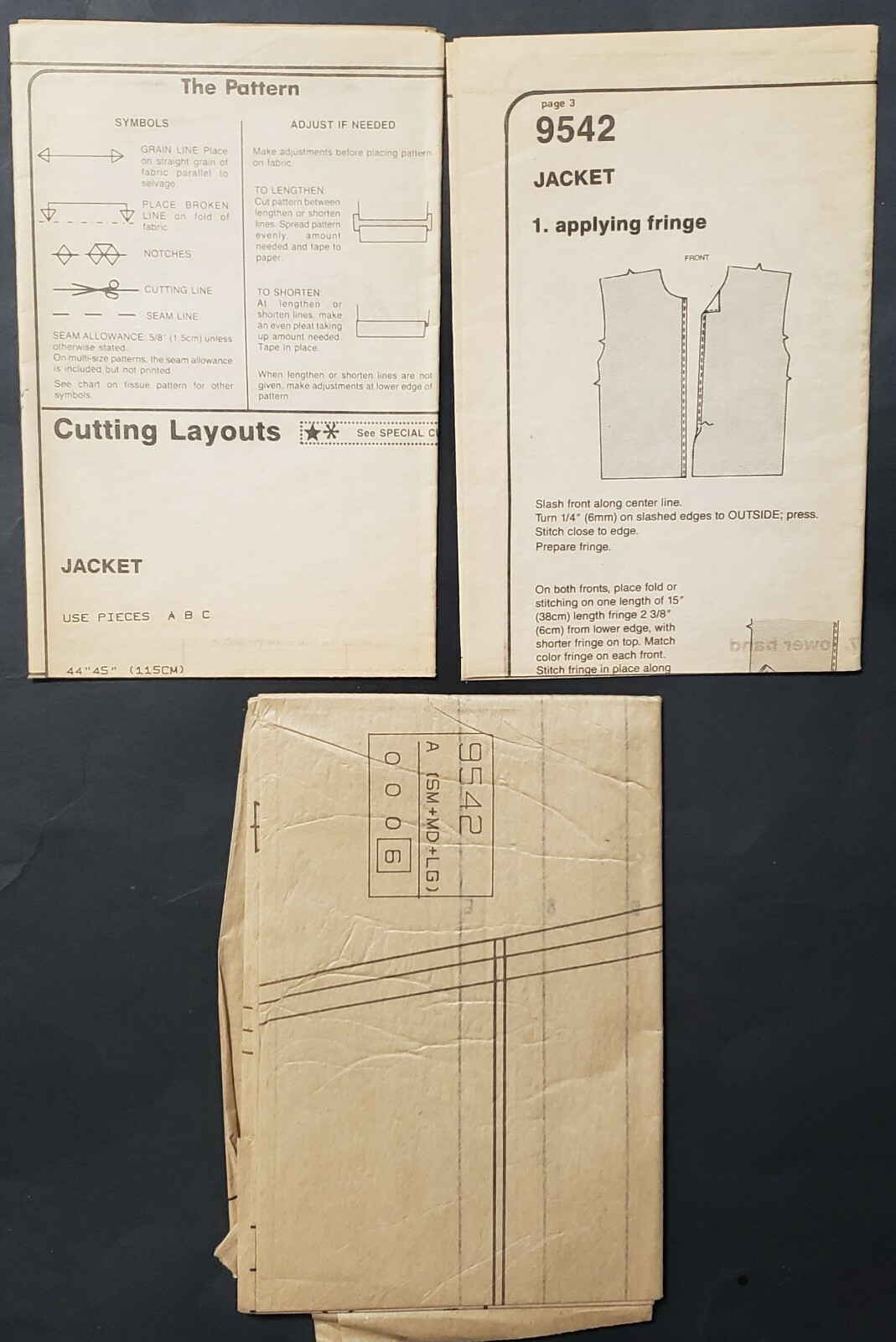 Vintage Simplicity 9542 Misses' Fringe Skirt, Unlined Jacket and Top ...
