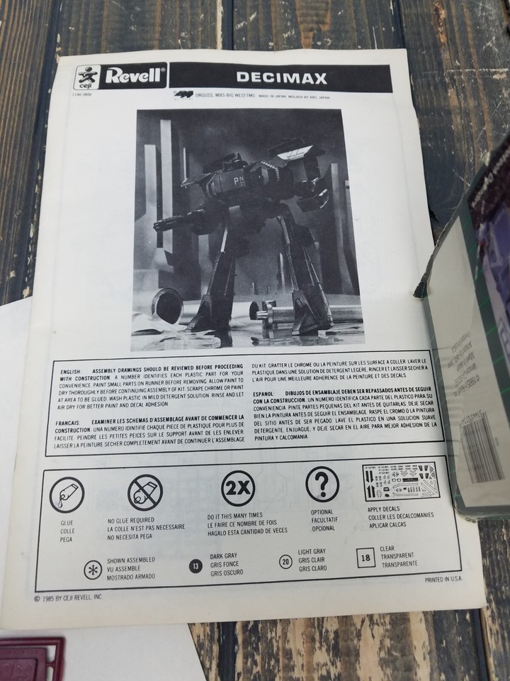 1985 Revell - Robotech Defenders Decimax Model Kit 1/48th Scale | eBay