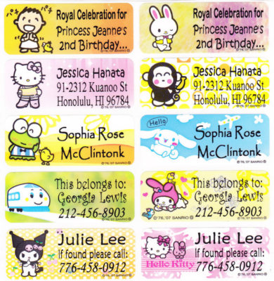 40 SANRIO Waterproof Name Labels-SCHOOL,DAYCARE(Buy 5 get 1 FREE) | eBay