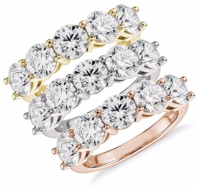 Five Stone Lab Created Diamond Ring Wedding Anniversary Band in 14k ...