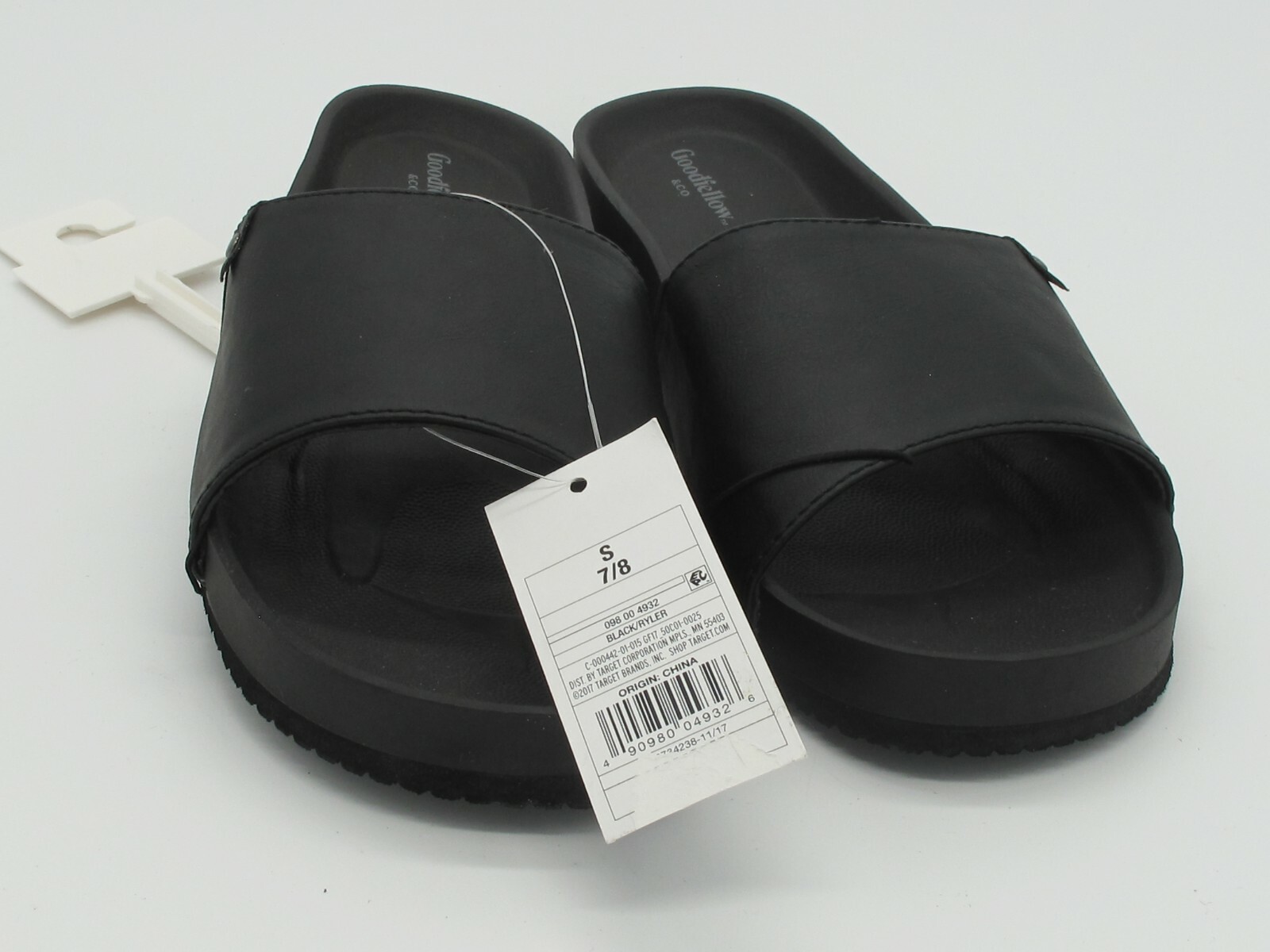 Goodfellow & Co. Ryler Mens S (7/8) Faux Black Leather Slide Sandals | eBay