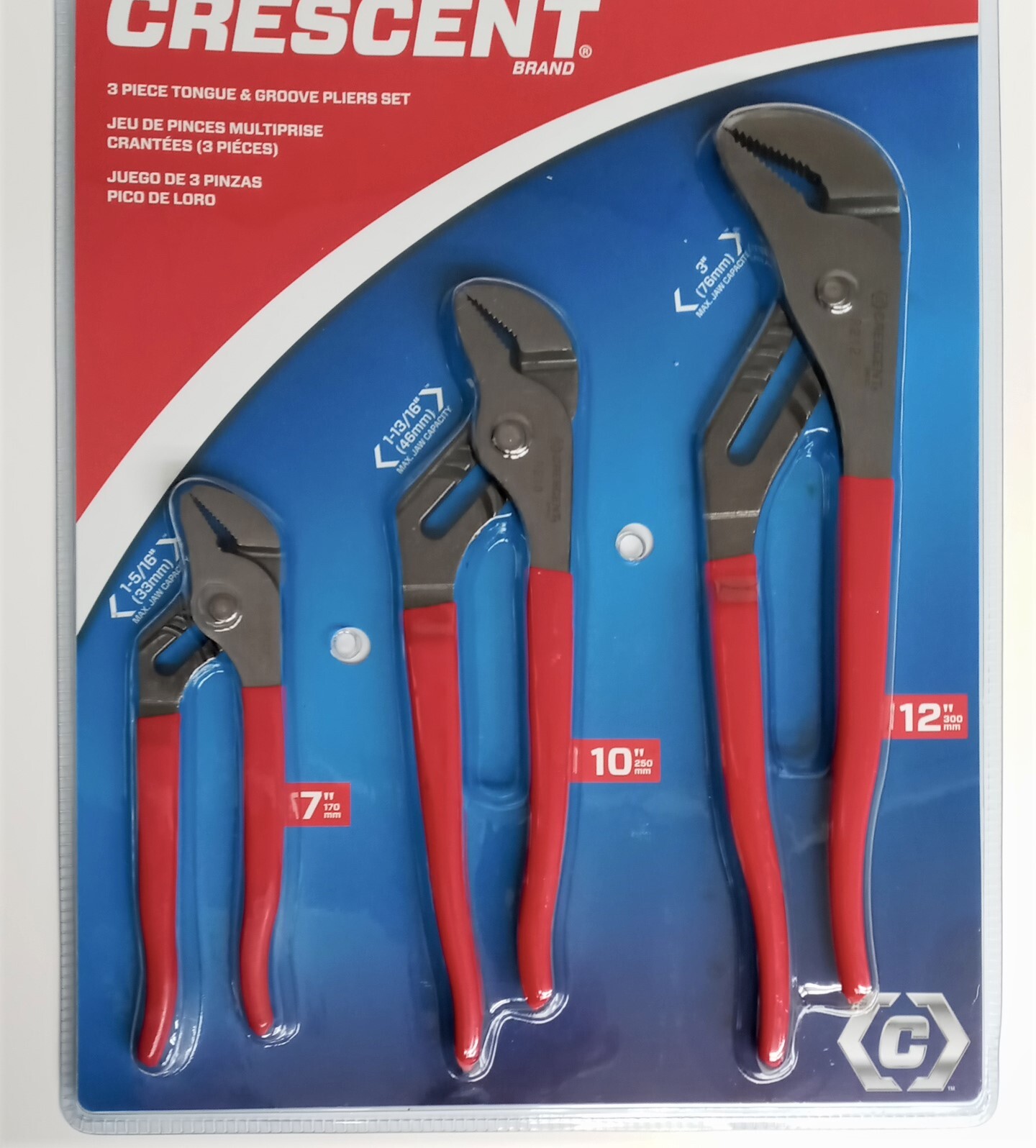 Crescent Tools R200SET3 3 Piece Tongue Groove Pliers Set, 7", 10", 12 ...