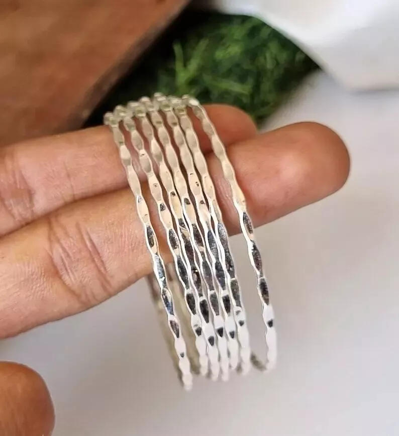 925 Sterling Silver Bangles Set of 7 bangles Stacking bangles 7 Day Bangle RT-90 | eBay