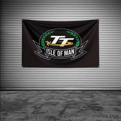 Isle of Man TT Flag Banner Race Poster 60cm x 90cm Garage Workshop Man ...