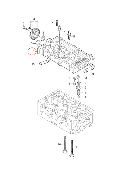 VOLKSWAGEN POLO 6R Camshafts Housing Camshaft Module 04B103044A GENUINE ...