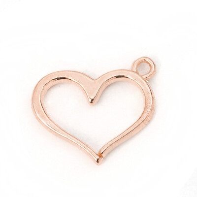50 ROSE GOLD OPEN HEART CHARMS/PENDANT 16x13mm~Wish Strings~Necklace ...