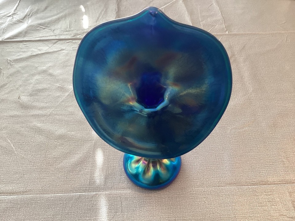 JACK IN THE PULPIT VASE. PHOENIX STUDIOS, BEAUTIFUL BLUE ART GLASS | eBay