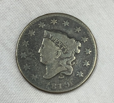 1819 Small Date Coronet Head Large Cent Matron Liberty 1C Copper One ...