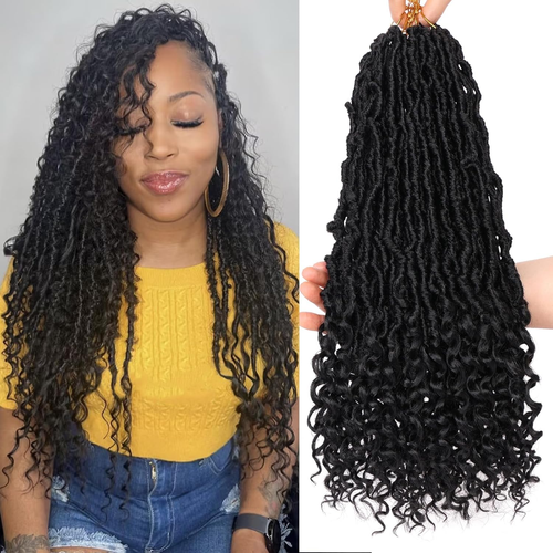 7 Packs Faux Locs with Curly Ends 18 Inch Pre-Looped Goddess Locs ...