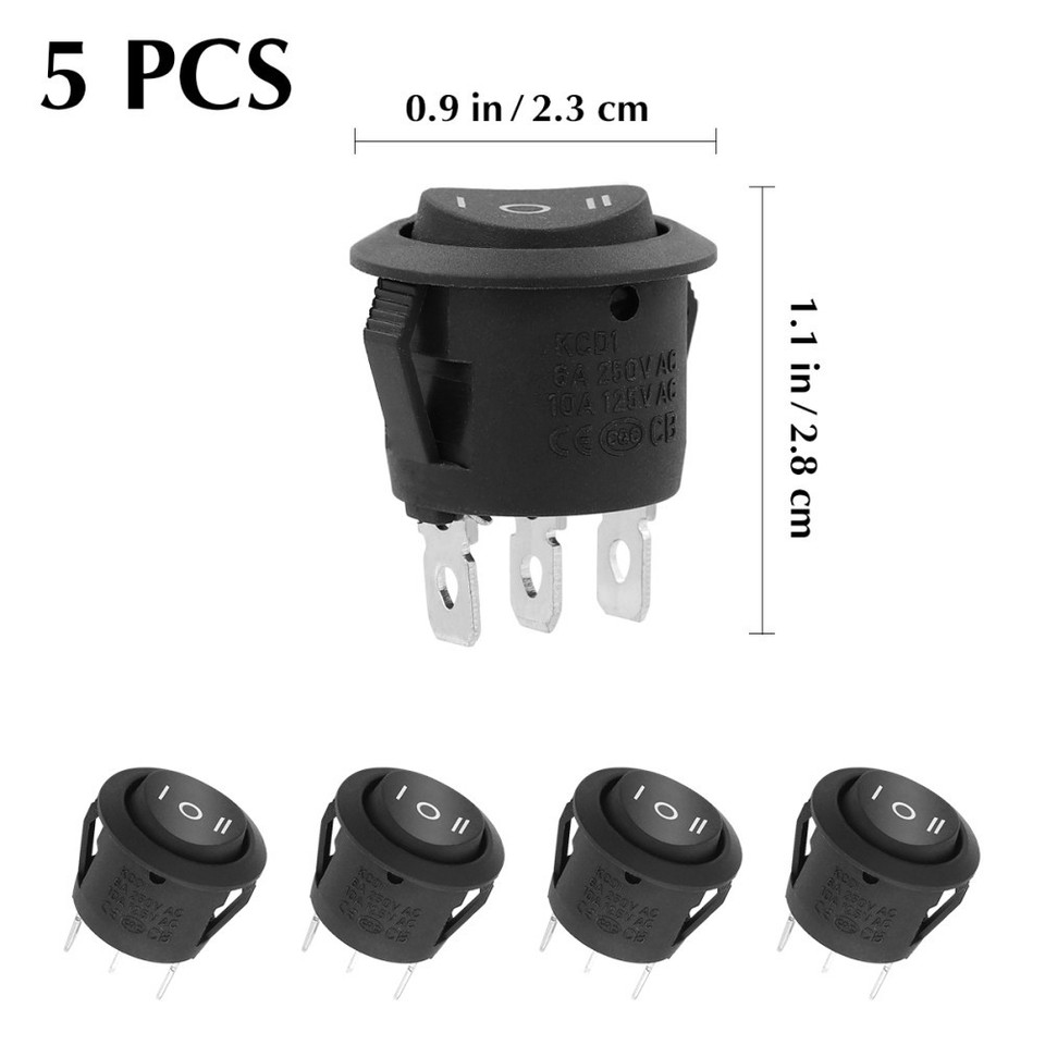 Car Push Button Rocker Round Double Throw Switch Switched Socket Toggle ...