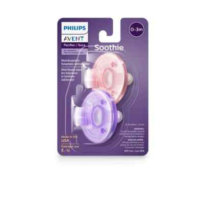 Philips AVENT Soothie Pacifier, 0-3 Months, 2 Pack, Pink / Purple | eBay