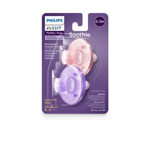 Philips AVENT Soothie Pacifier, 0-3 Months, 2 Pack, Pink / Purple | eBay