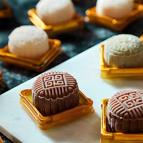50 Pcs Plastic Square Mooncake Boxes Golden Dessert Packing Box Muffin ...