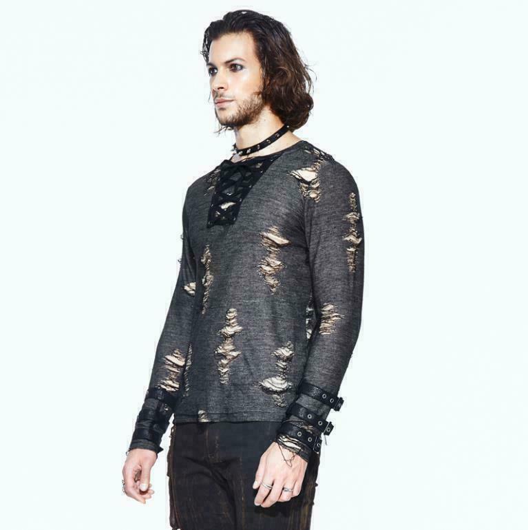 Devil Fashion Men Long sleeves Shirts hole Gothic Steampunk T-Shirt ...