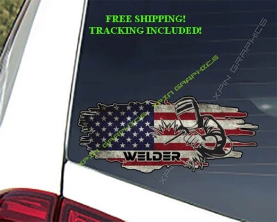 (2) Welder Sticker Vinyl Decal Welding Torch Union Worker Sheet Metal ...