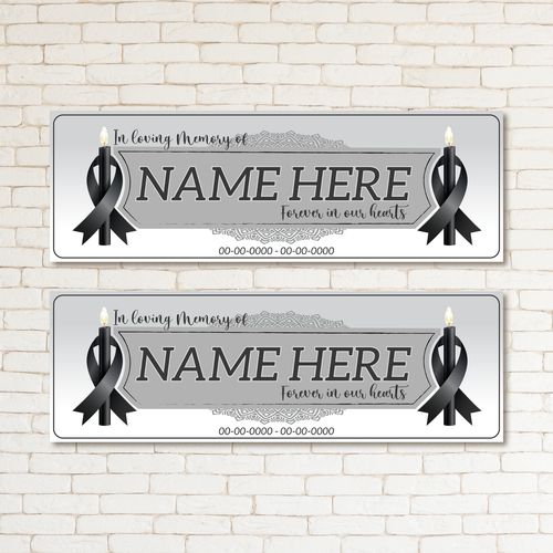 2 Personalised Funeral Banner Ribbon In Loving Memory Celebration of ...
