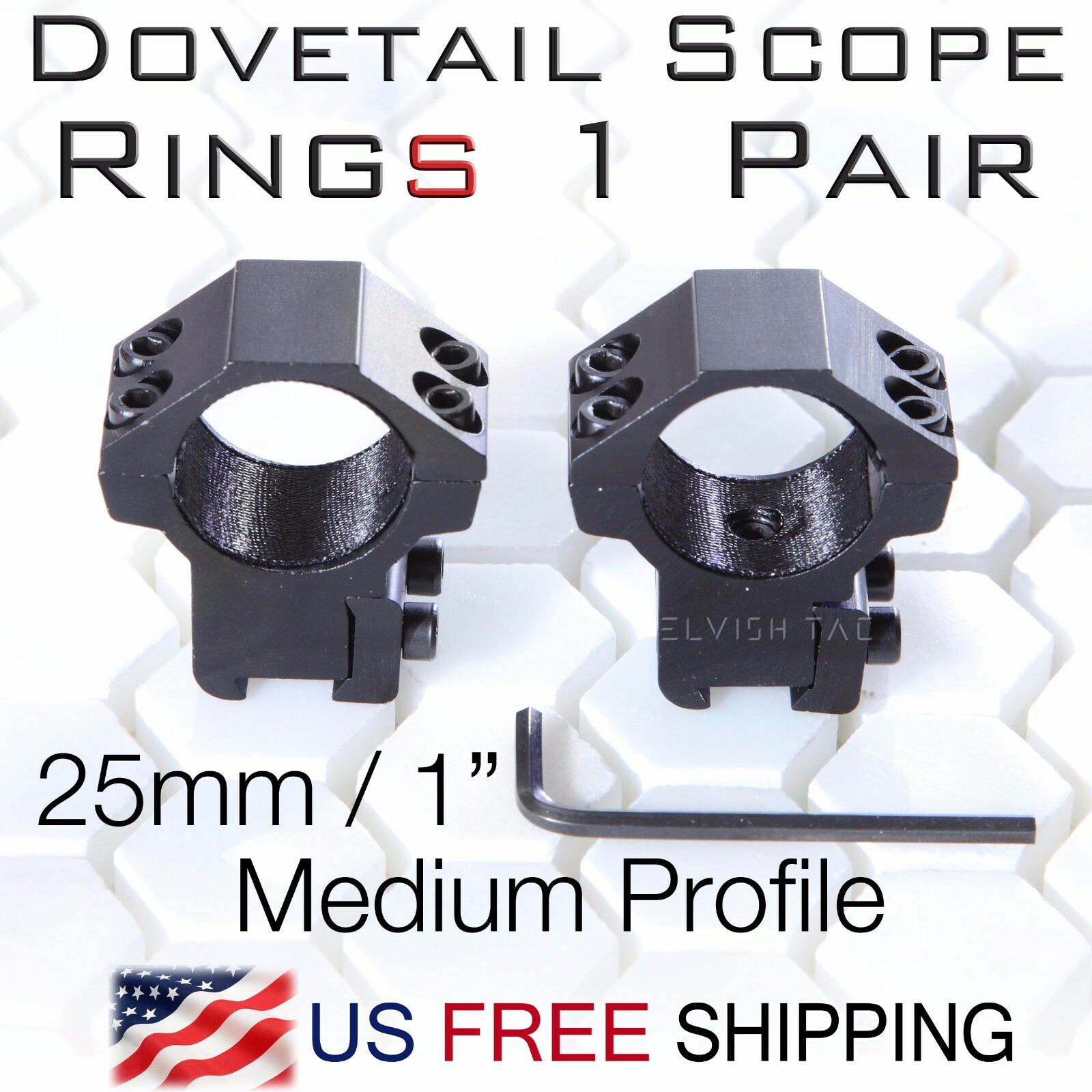 Rifle Scope Mount 1 Pair 11mm 3/8 inch Dovetail 1 inch ring - Medium ...