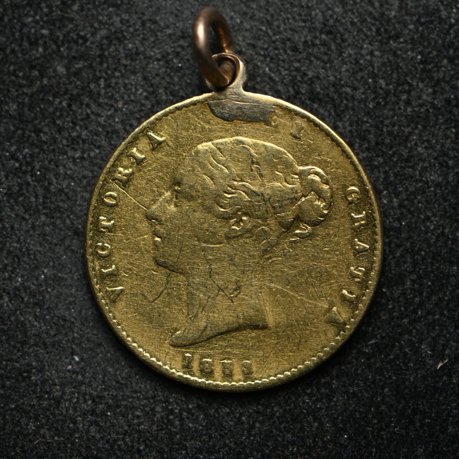 1853 Great Britain 1/2 Gold Sovereign Jewelry Piece Cleaned (cn13722 ...