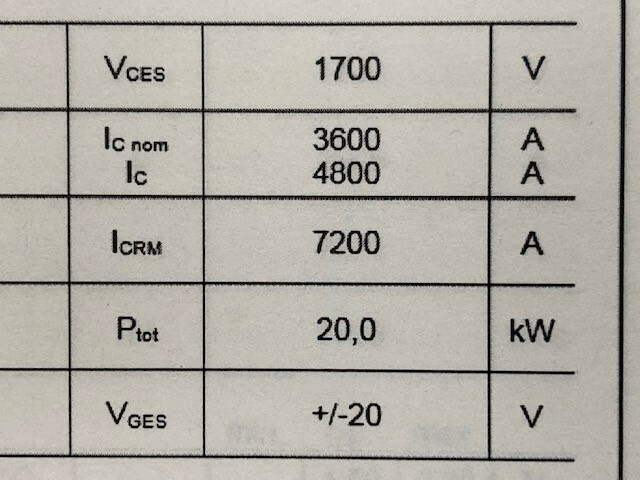 IGBT Module, 1700V 3600A eupec p/n FZ3600R17KE3_B2 | eBay
