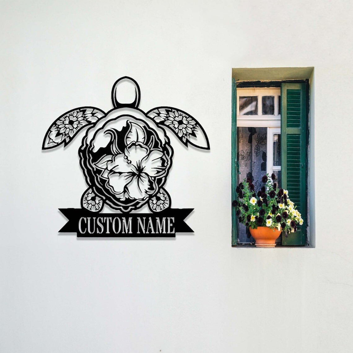 Personalized Mandala Sea Turtle Metal Signs, Turtle Sign Beach House ...