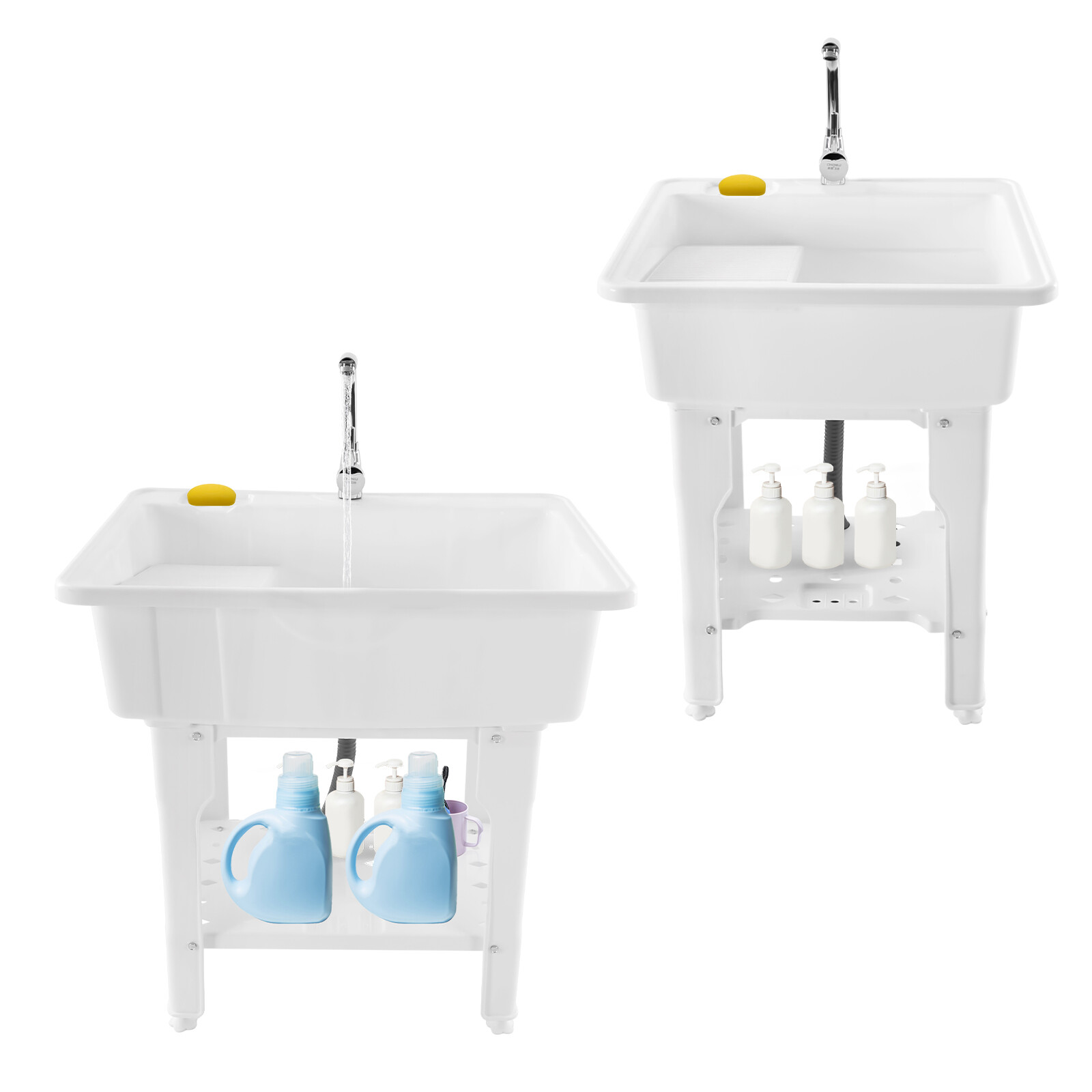 White Utility Sink Laundry Tub For Washing Room, Basement,Garage Wash ...