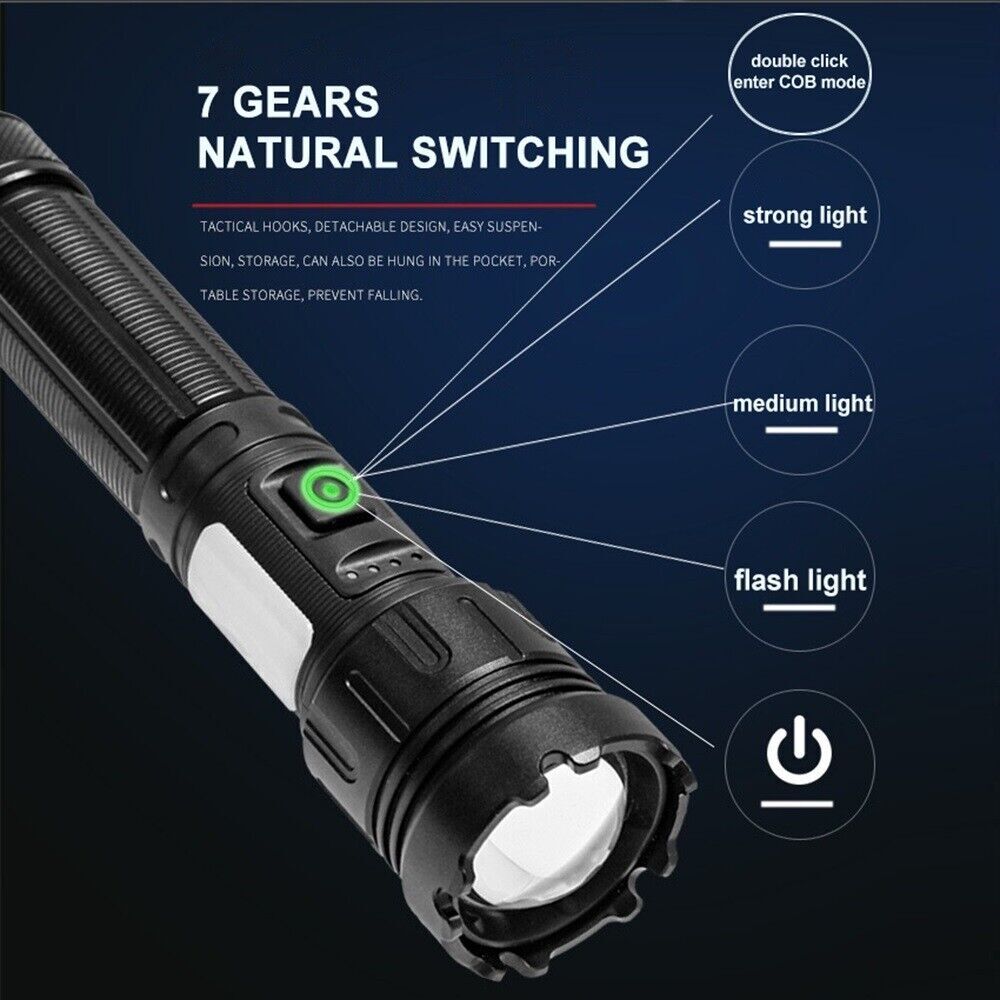 Brightest Led Torch Battery Flashlight Rechargeable Waterproof ...