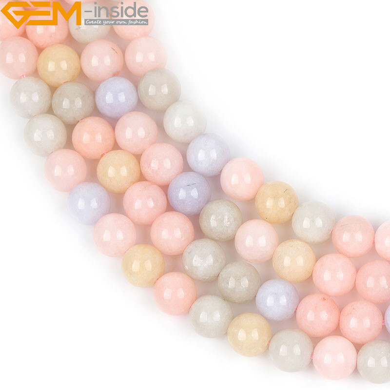 Multicolor Morganite Morgan Color Jade Round Stone Jewelry Making Beads ...