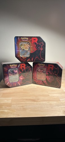 Pokemon Sealed Destined Rivals Team Rocket Tin Set of 3 New | eBay
