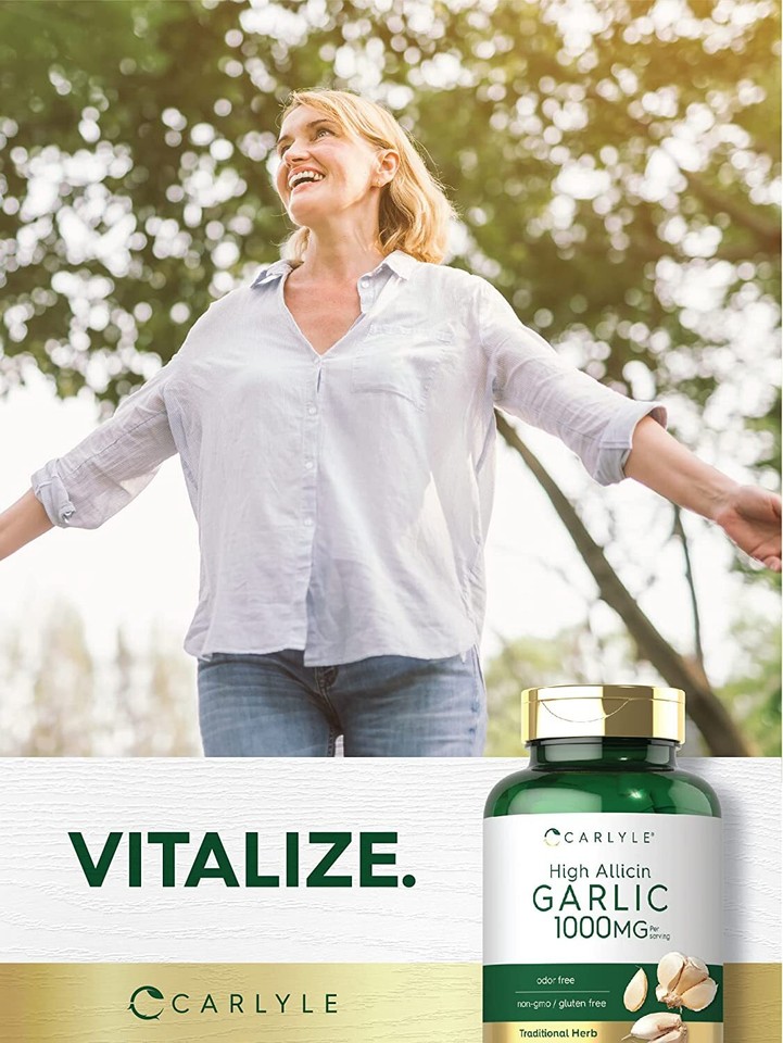 Garlic Supplement | High Allicin 1000mg | 180 Caplets | Odorless | by ...