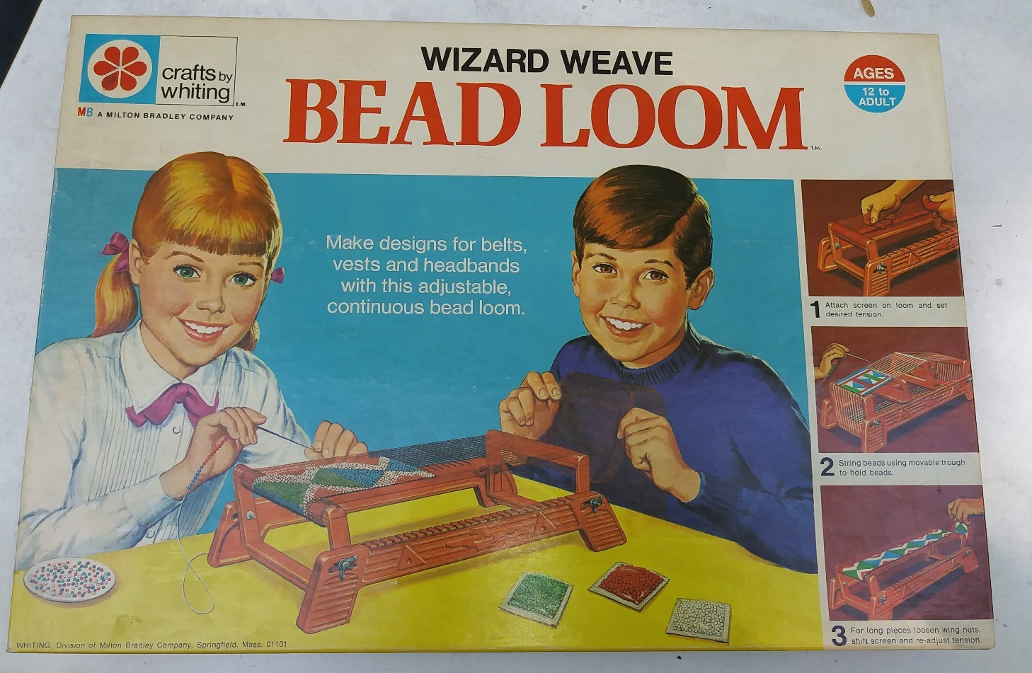 CRAFTS BY WHITING WIZARD WEAVE BEAD LOOM #1102 1971 MILTON BRADLEY ...